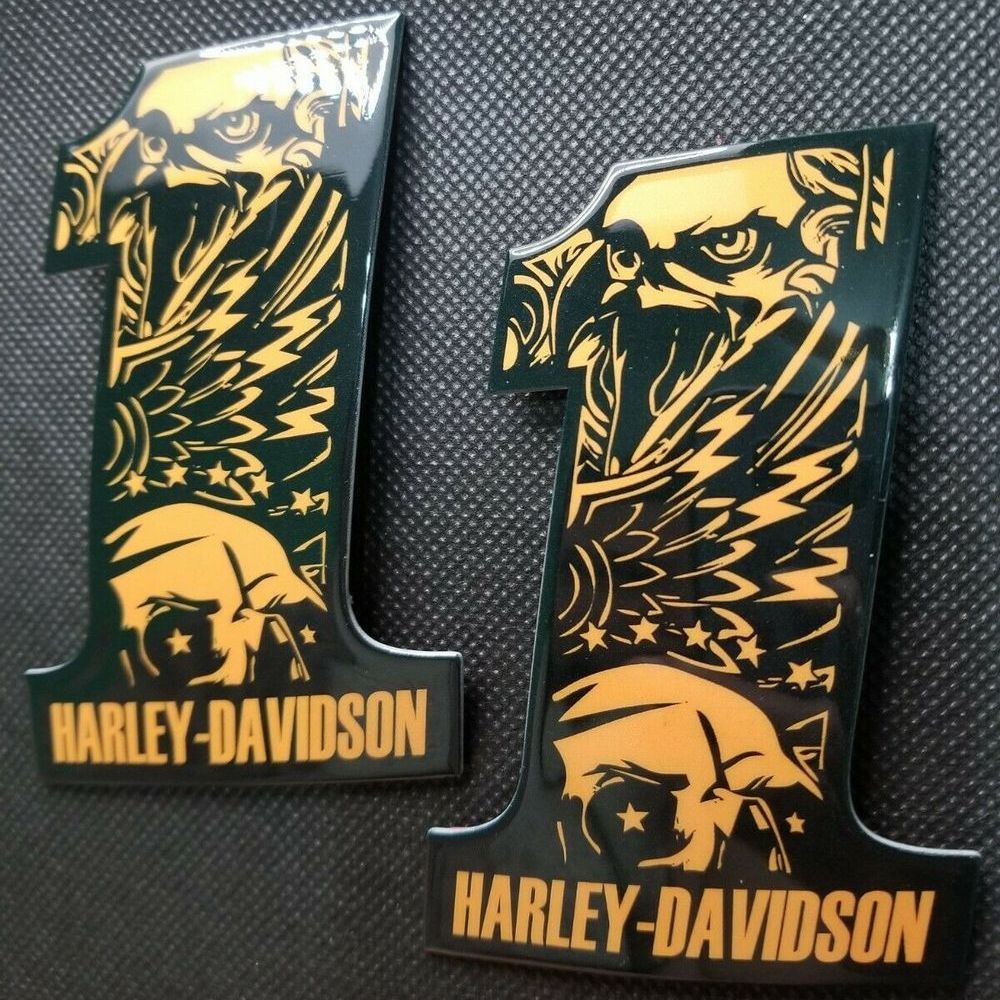 Buy #1 Eagle black\orange tank emblems. Custom emblems for Harley Davidson