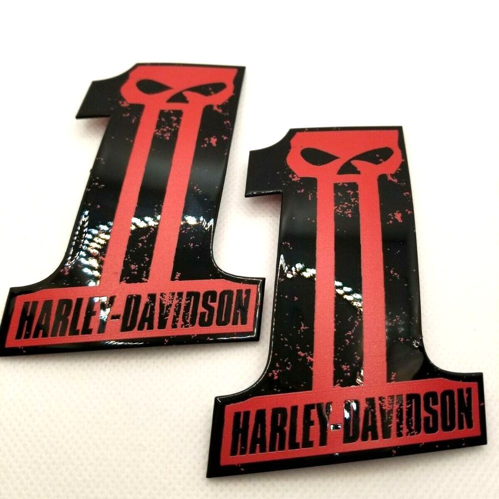 Buy #1 Punisher black\red tank emblems. Custom emblems for Harley Davidson