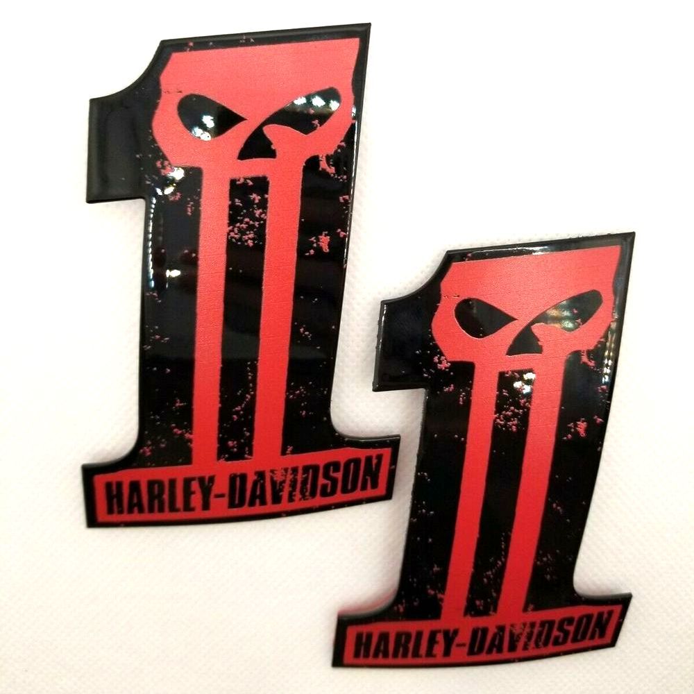 Buy #1 Punisher black\red tank emblems. Custom emblems for Harley Davidson