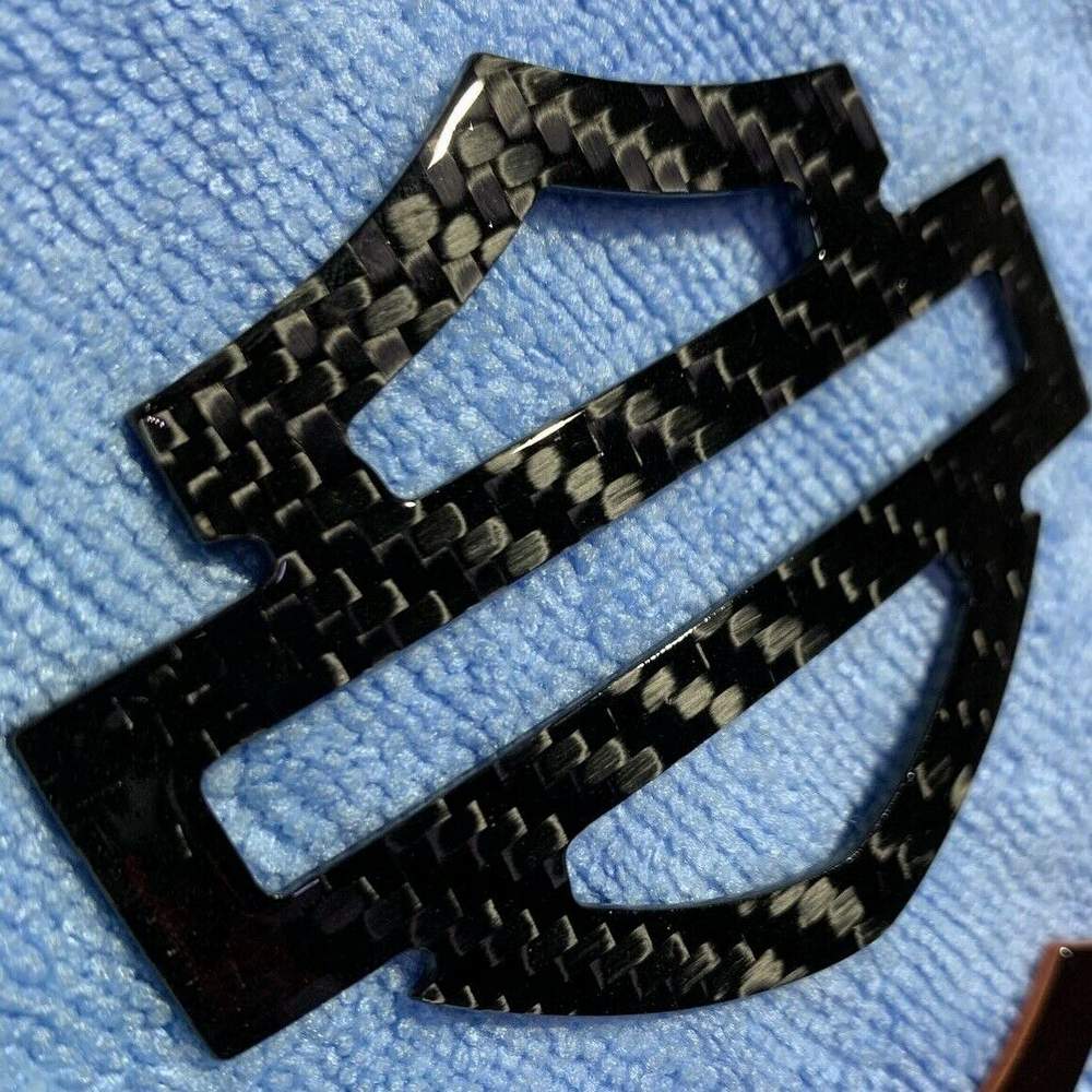 Buy black carbon tank emblems. Custom emblems for Harley Davidson