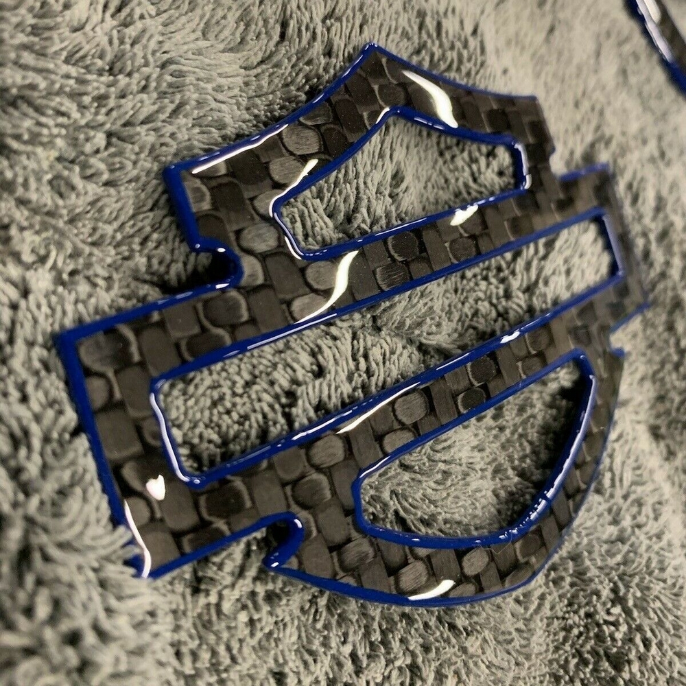 Buy Black carbon with blue front outline tank emblems. Custom emblems ...