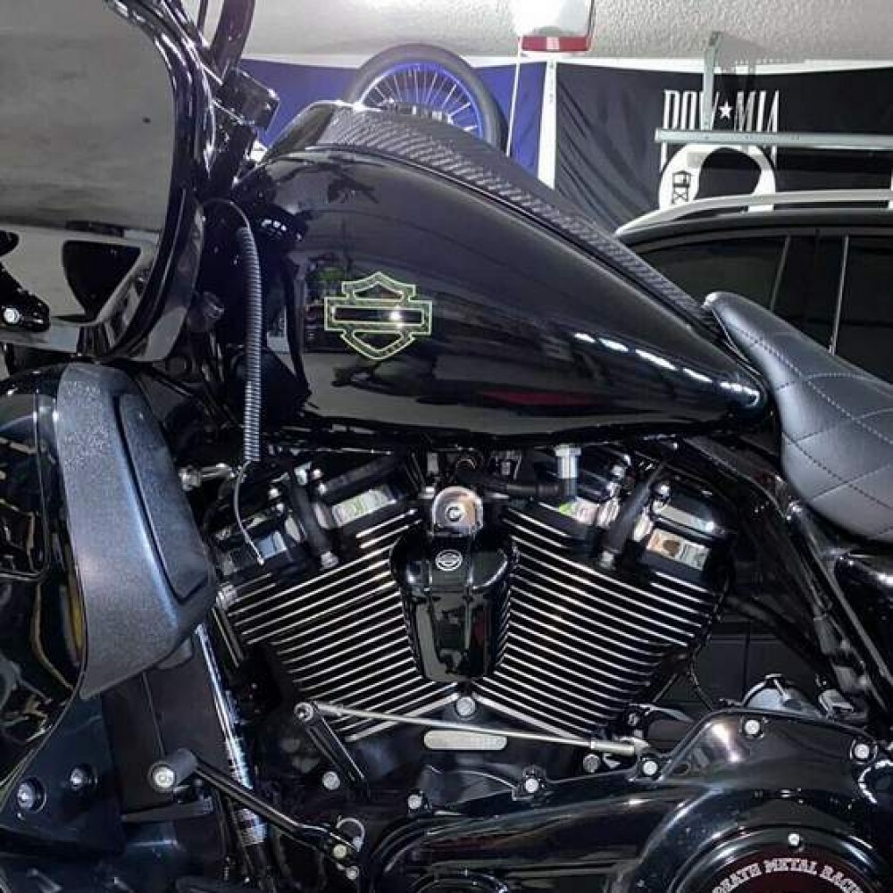 Buy Black carbon with green front outline tank emblems. Custom emblems ...