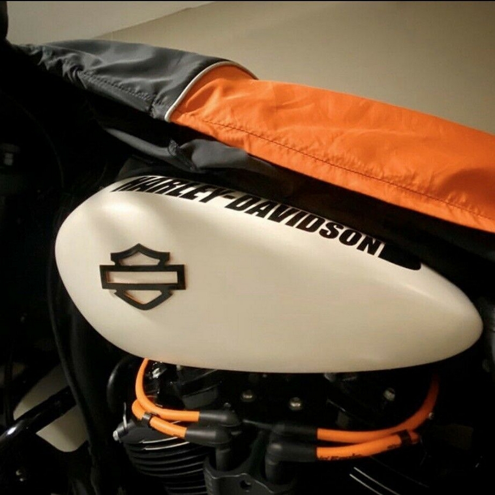 Buy Black with orange edges tank emblems. Custom emblems for Harley ...