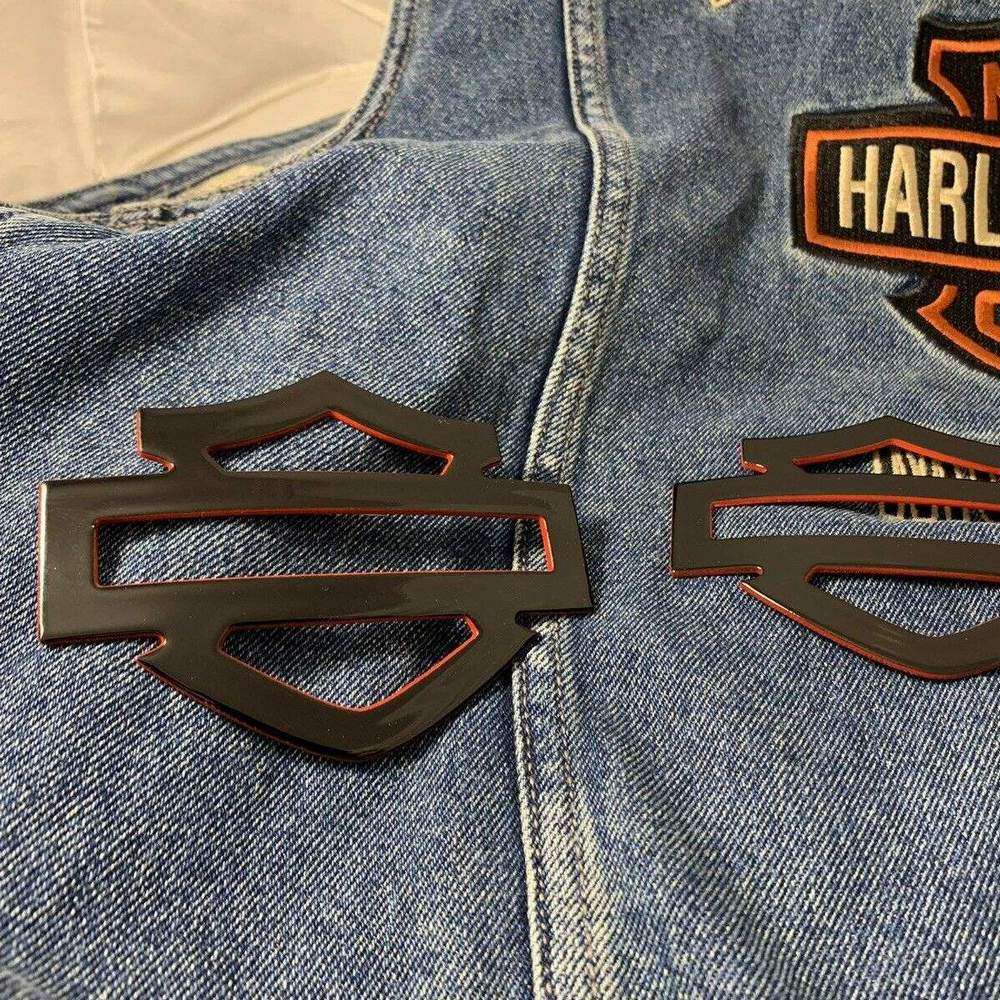 Buy Black with red edges tank emblems. Custom emblems for Harley Davidson
