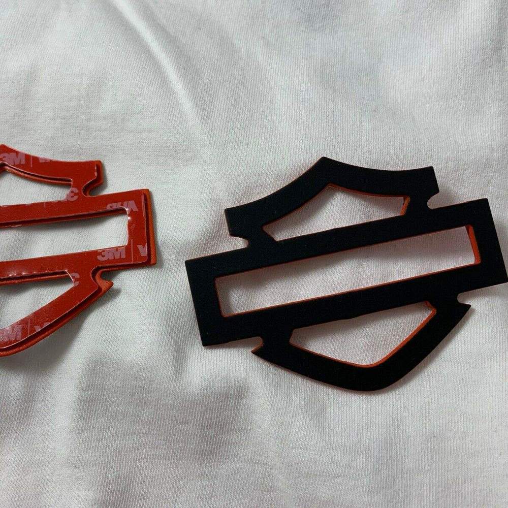 Buy Black with red edges tank emblems. Custom emblems for Harley Davidson
